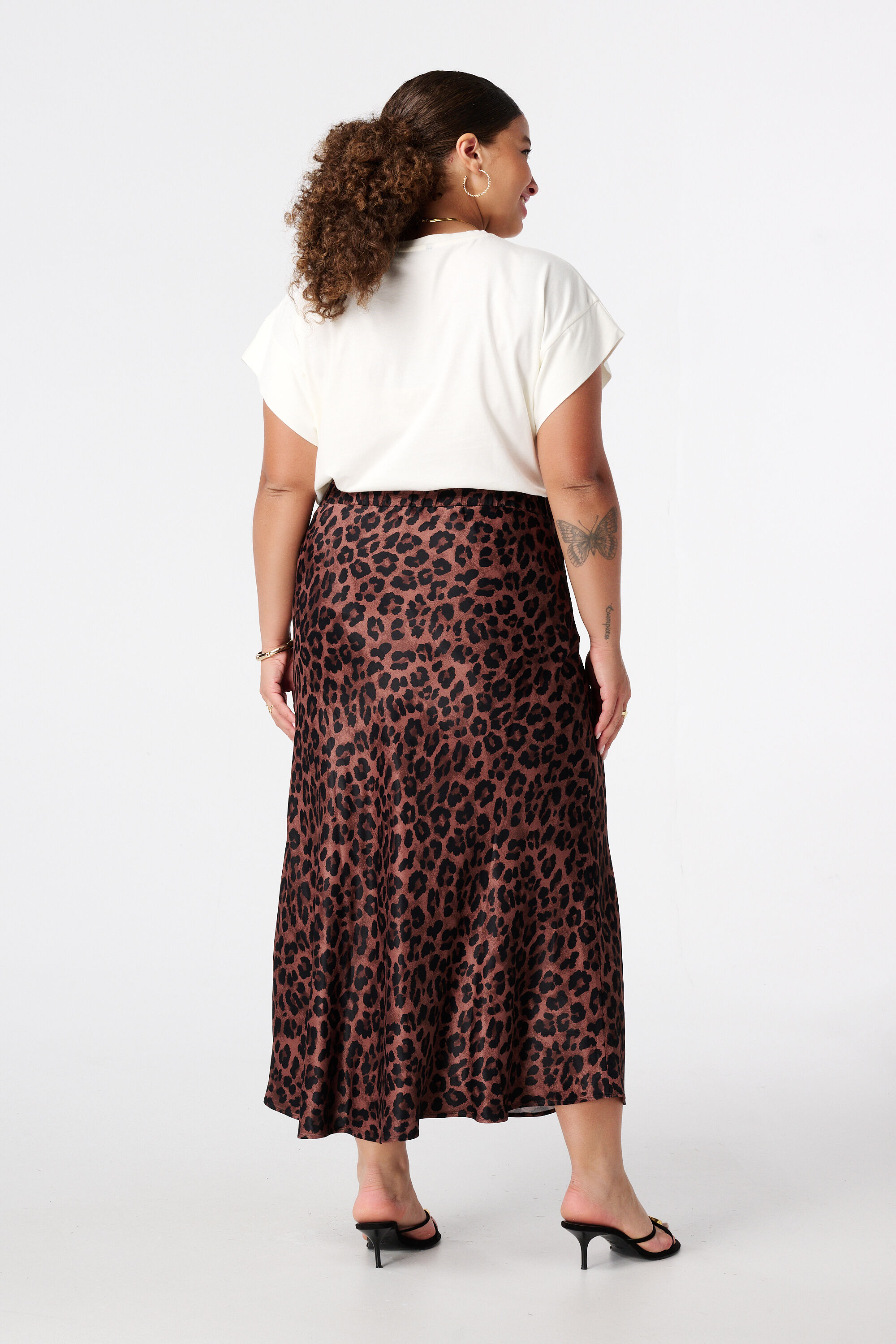 Dames Midi rok van satijn Bordeaux | MS Mode