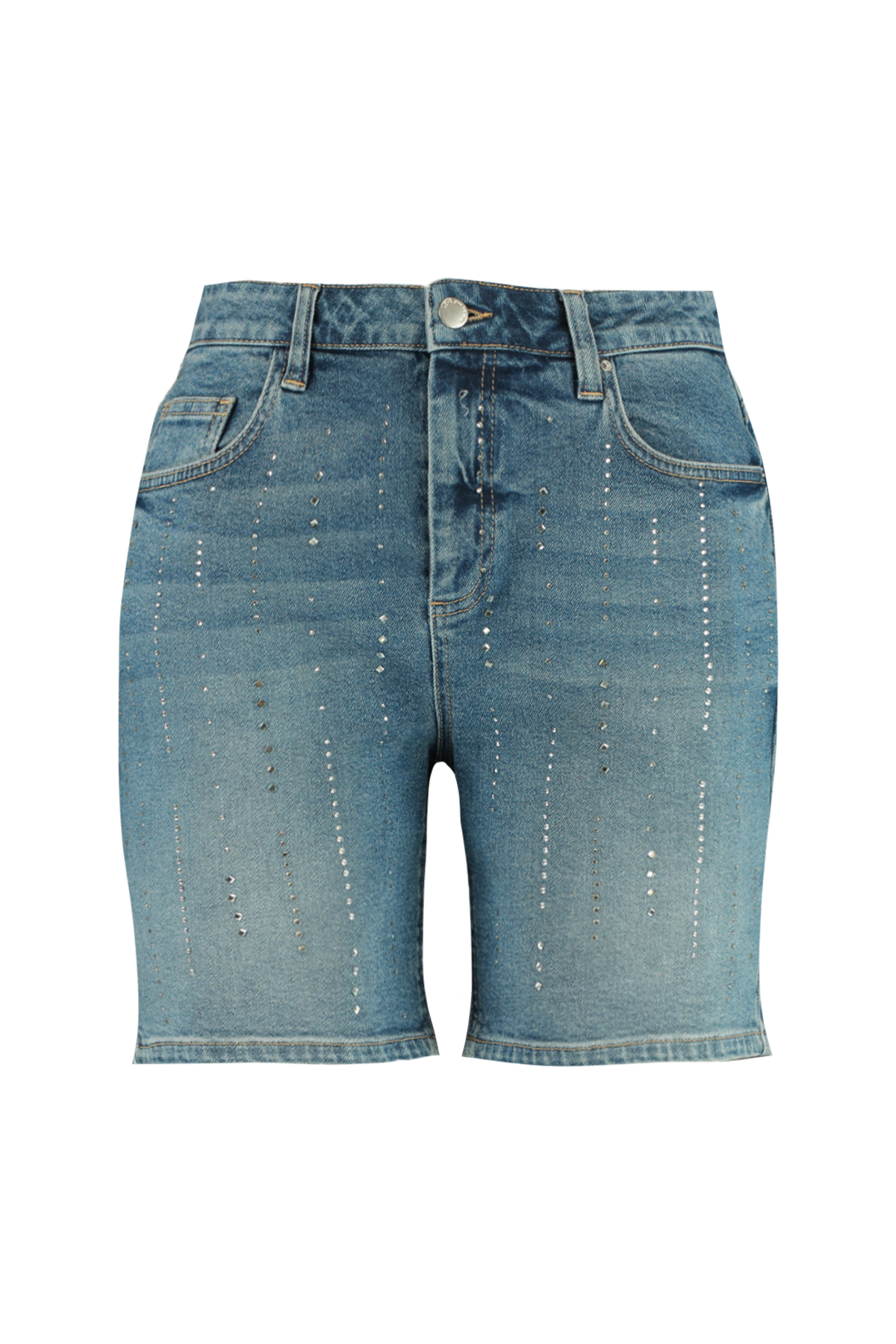 Dames Denim short met strass steentjes | MS Mode